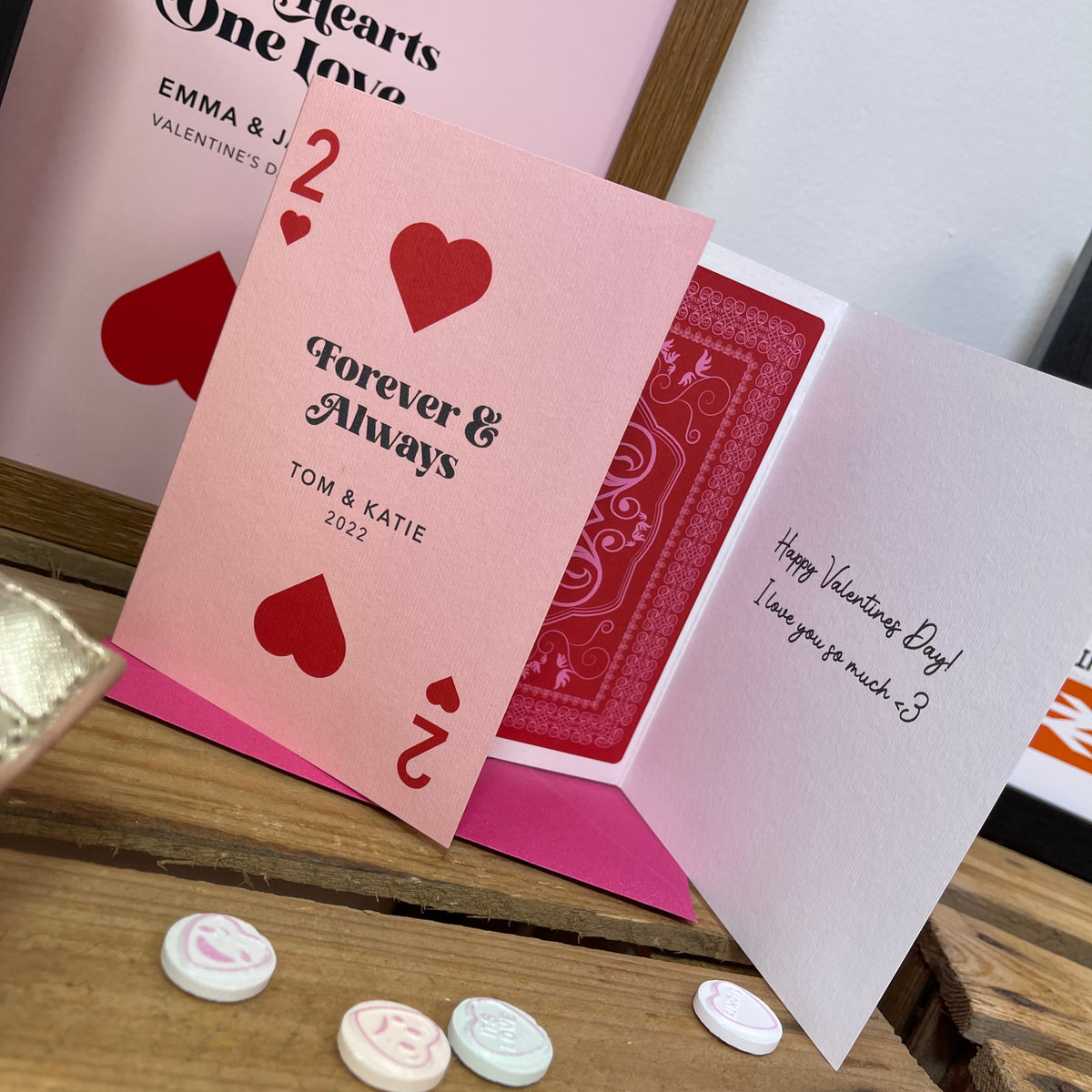 Personalised 2 of Hearts Playing Card Greetings Card Not Just a Print ...