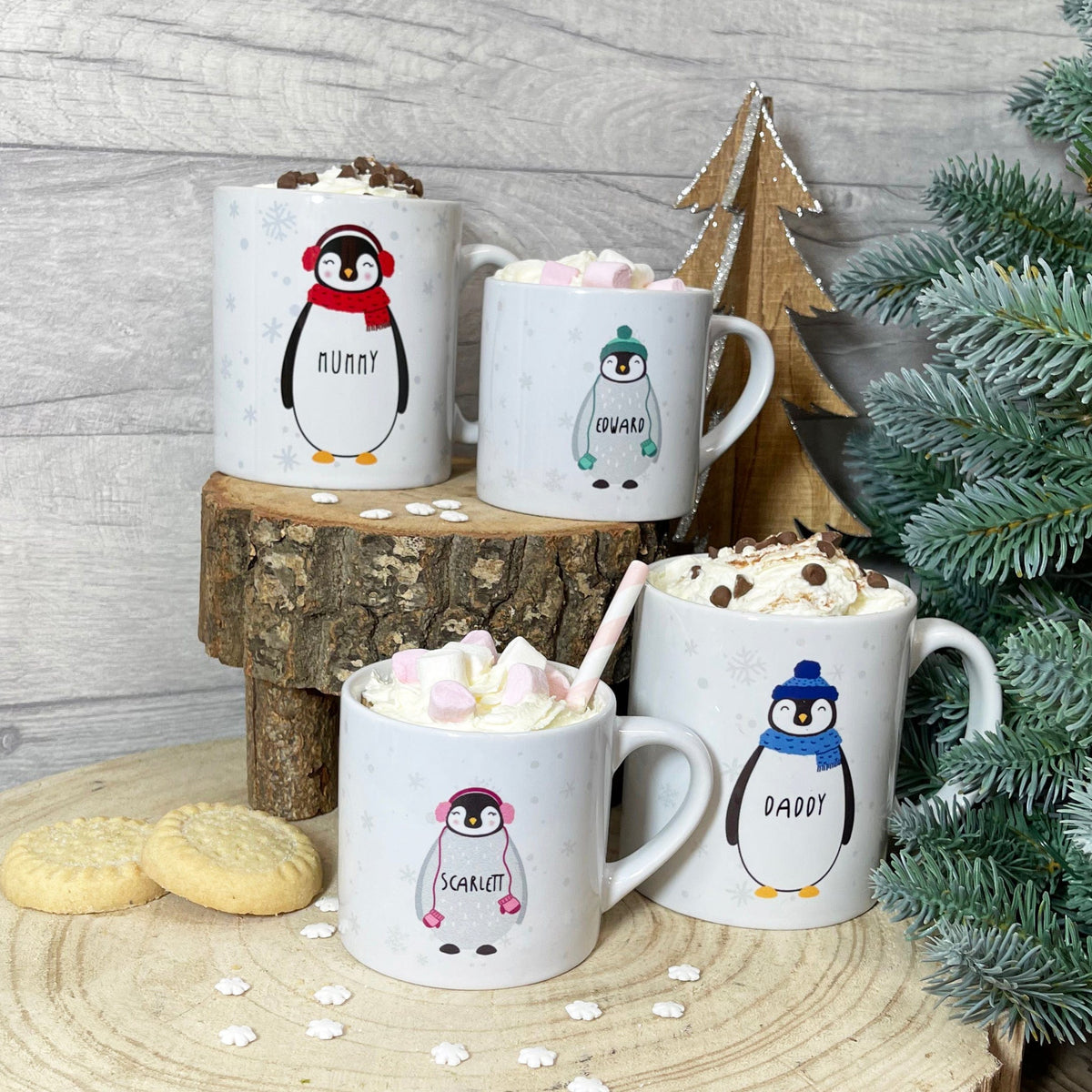 Personalised penguin family mugs set Christmas gift | Not Just a Print ...