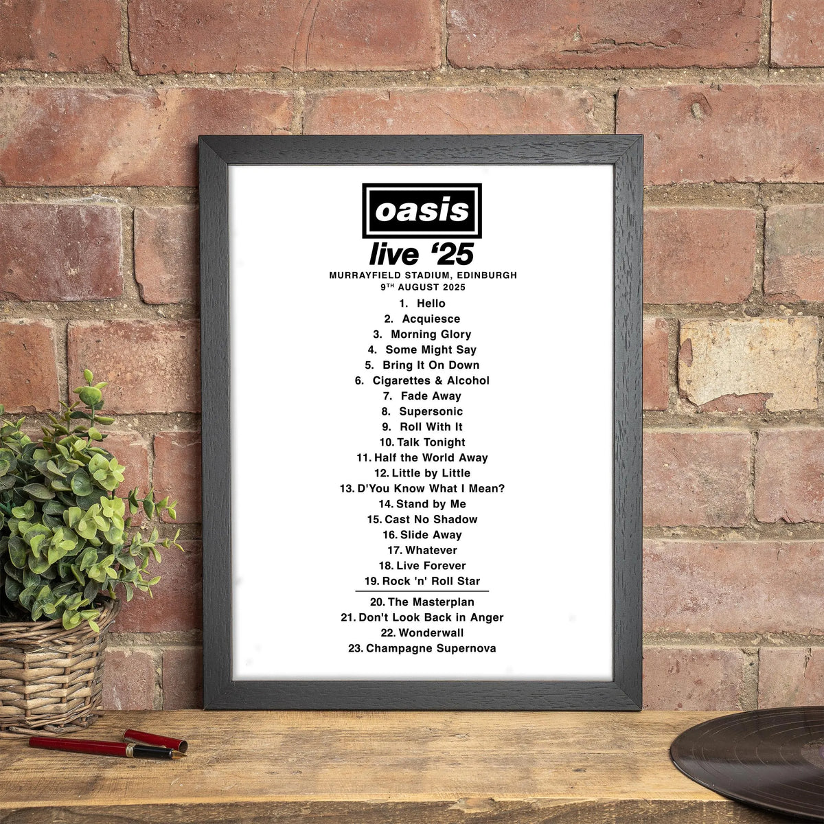 Personalised Oasis Live '25 Setlist Print – A4 or A3 Framed Wall Art ...