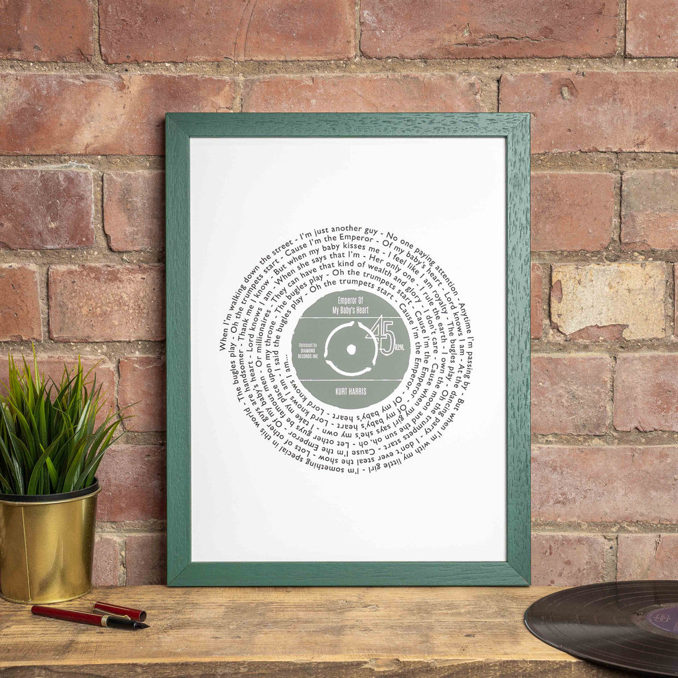 Personalised Vinyl Record Song Lyrics Print For Him | Not Just a Print ...