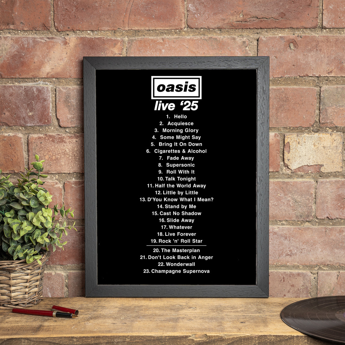 Oasis Live '25 Setlist Print – A4 or A3 Framed Wall Art | Music Poster ...