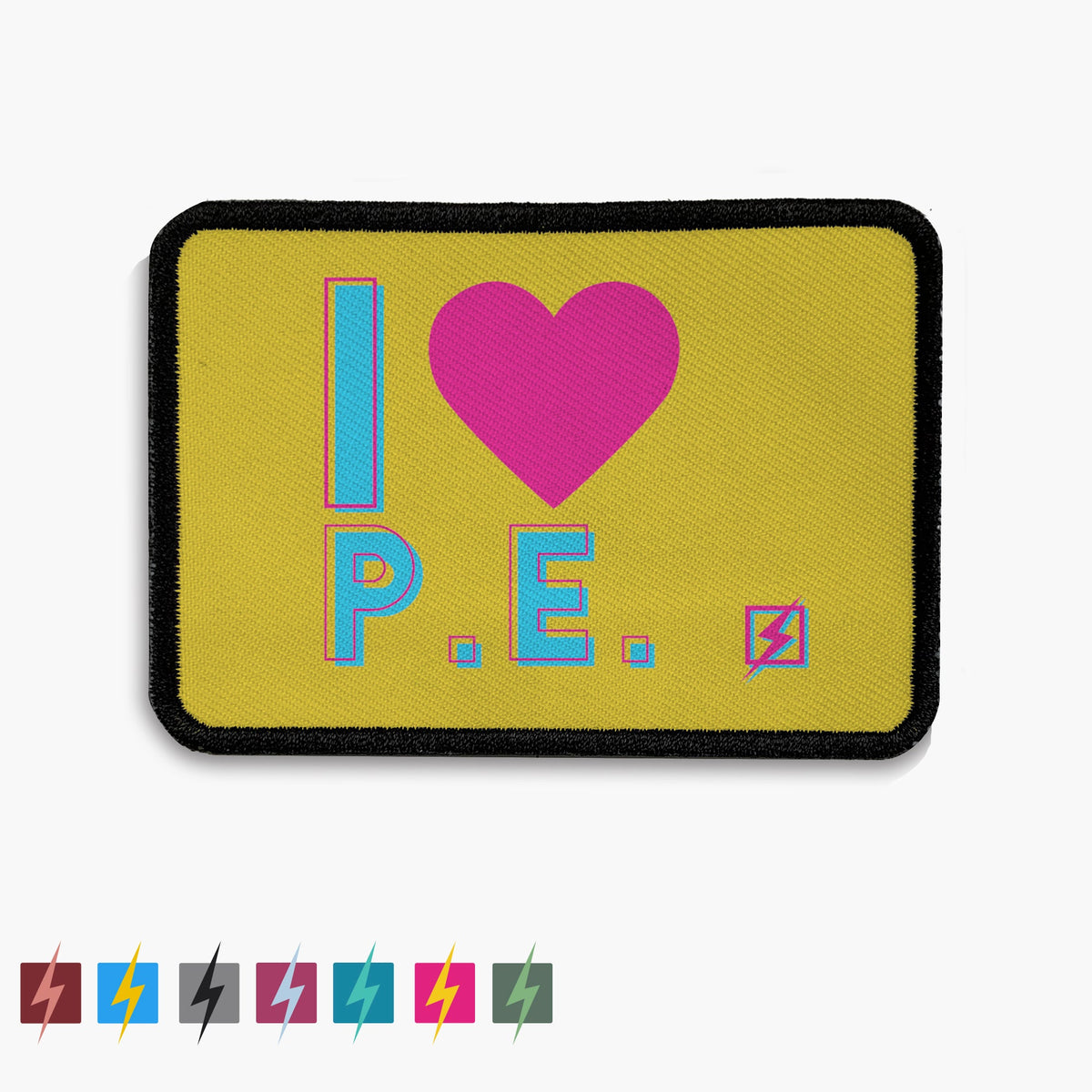 I love PE I heart P.E. funny fitness printed velcro patch by AMWRAP ...