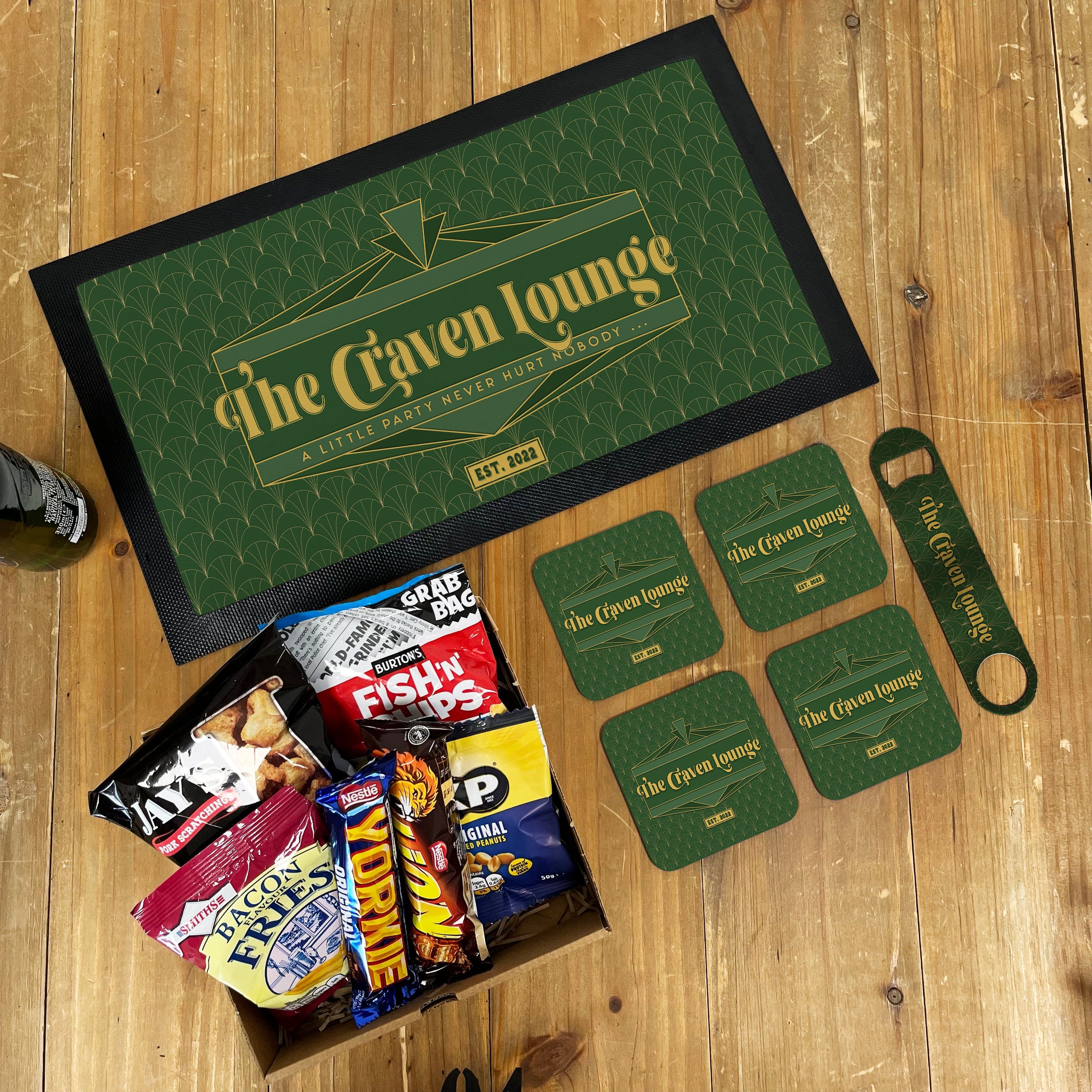 Personalised Home Bar Set | Vintage Cocktail Art Deco Bar Mat – Not ...