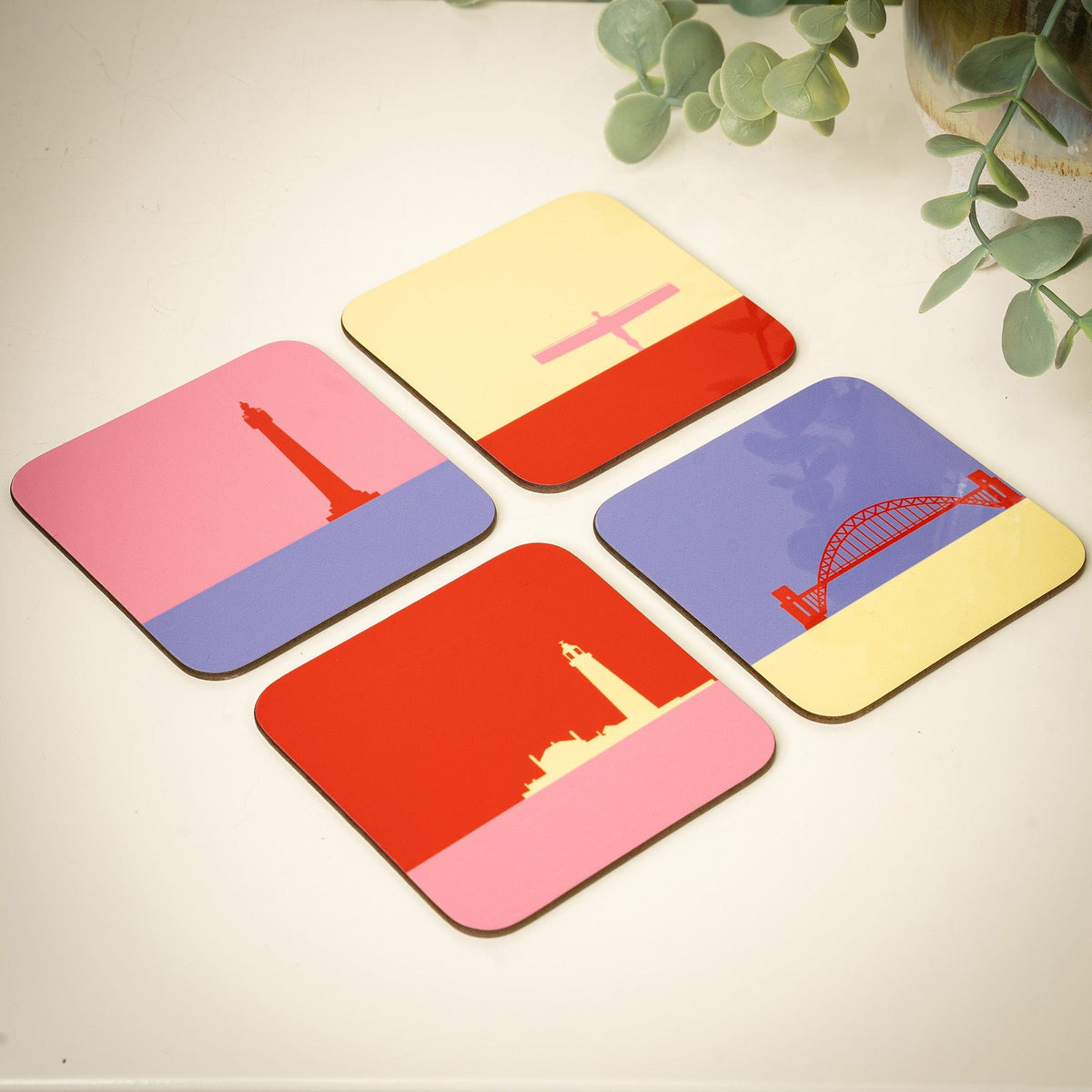 Newcastle Print Coaster Set - Contemporary Tyne Bridge Print — Not Just ...
