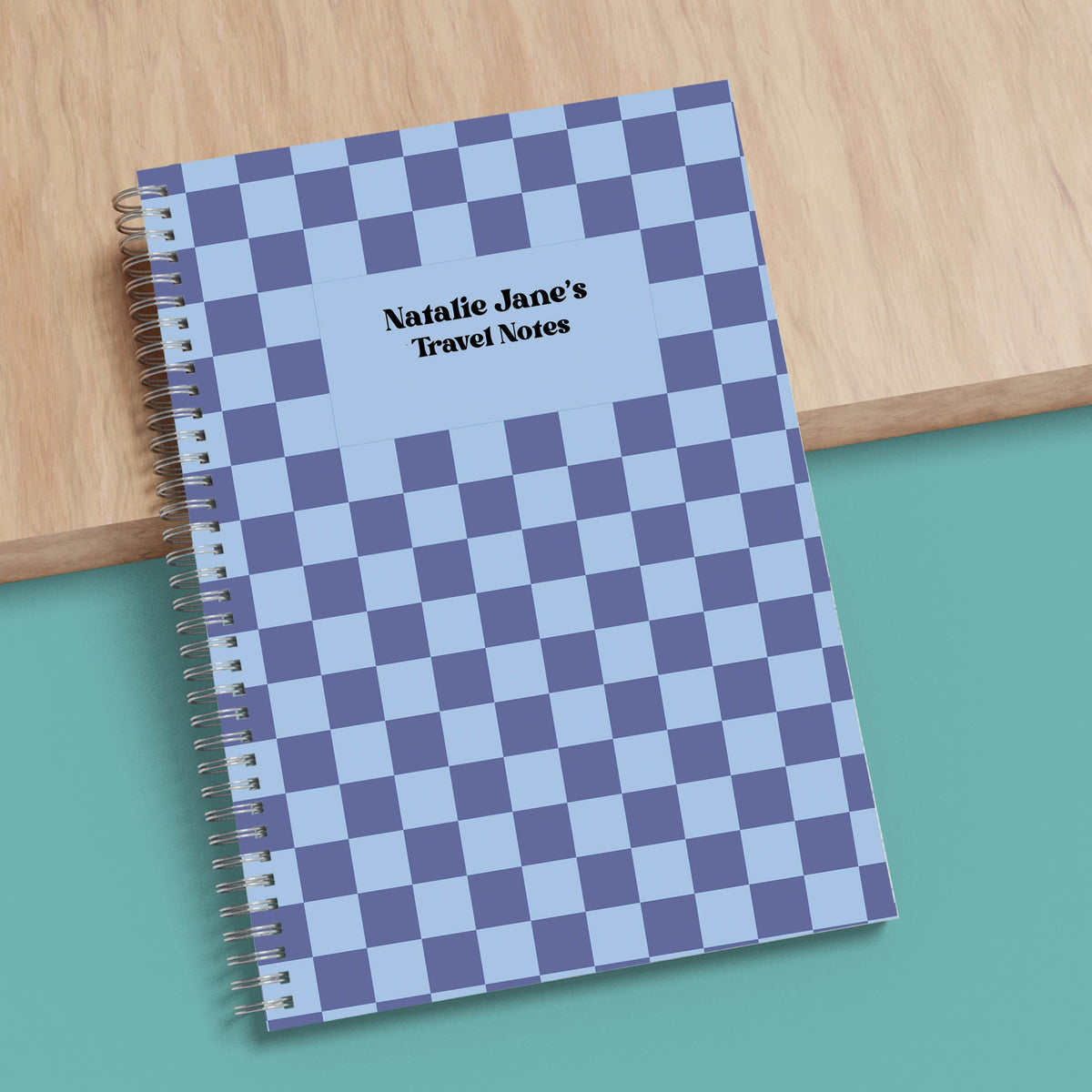Personalised Blue Checkerboard Notebook Gift by Not Just a Print — Not ...
