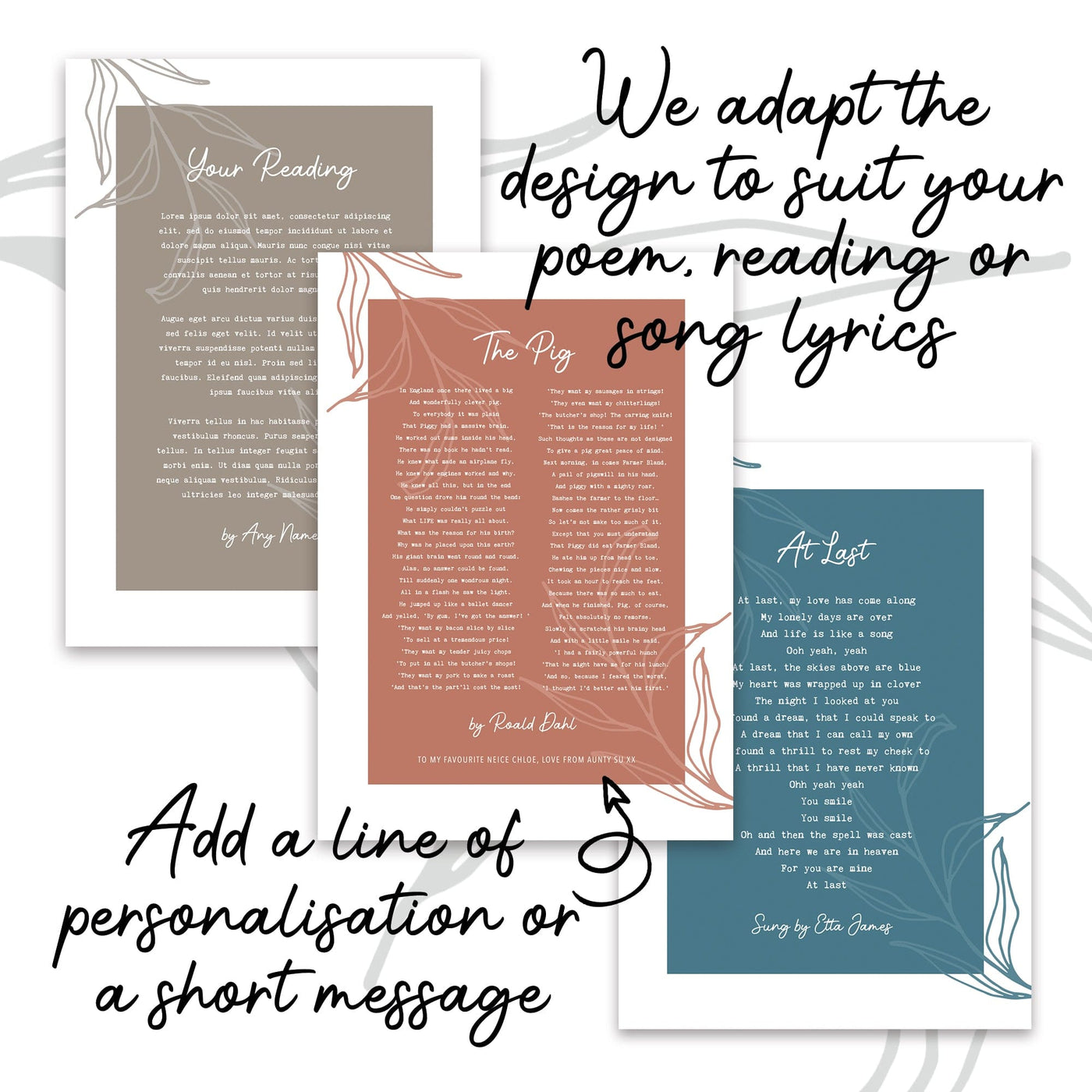 Personalised Poem or Reading Framed Word Art Gift | Not Just a Print ...