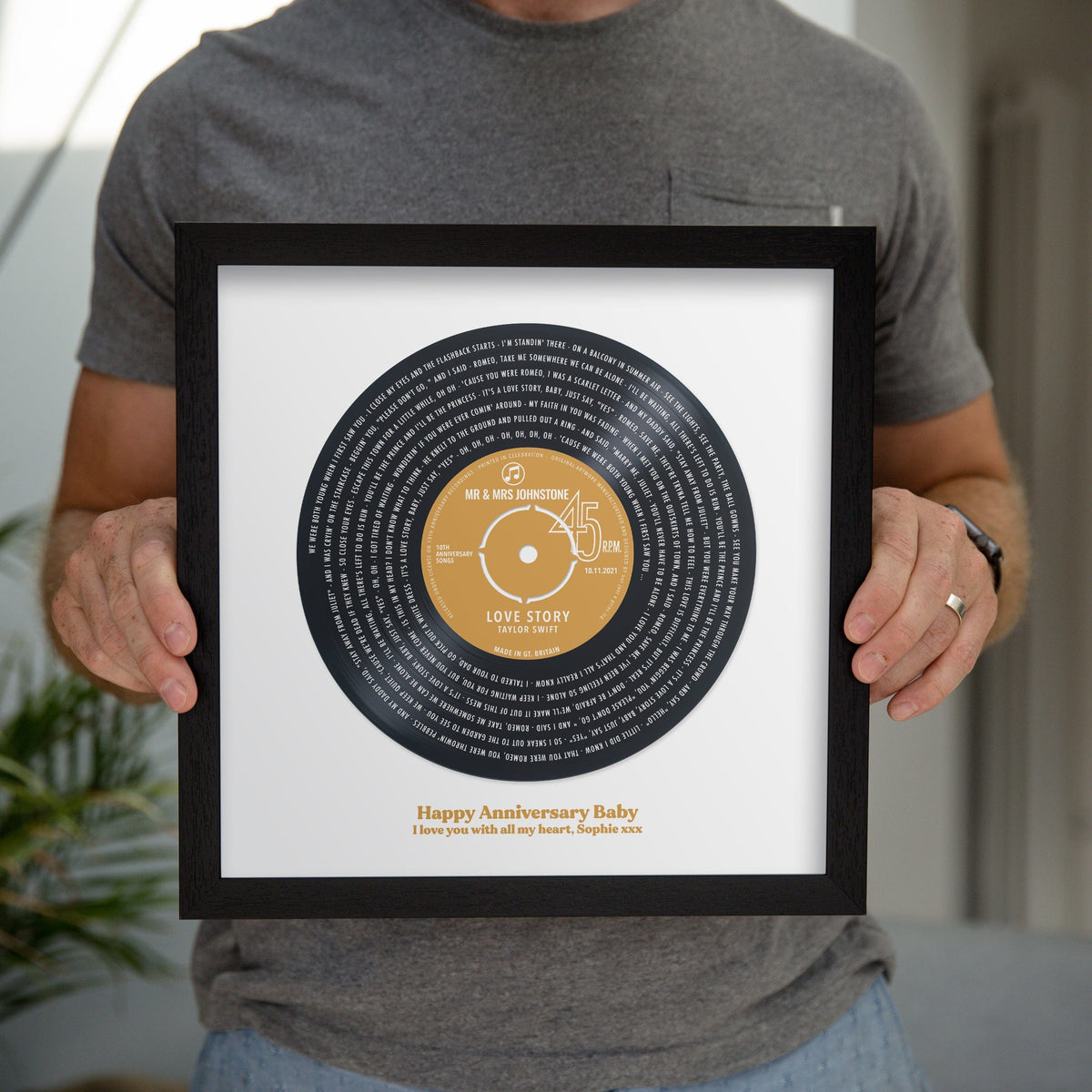 Song Lyrics Print For Him Vinyl Record Personalised | Not Just a Print ...